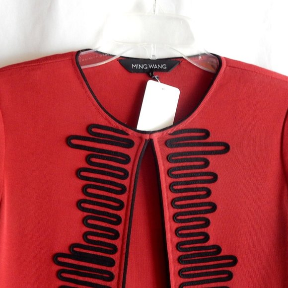 Ming Wang | Jackets & Coats | Ming Wang Red Black Knit Jacket In Size S ...